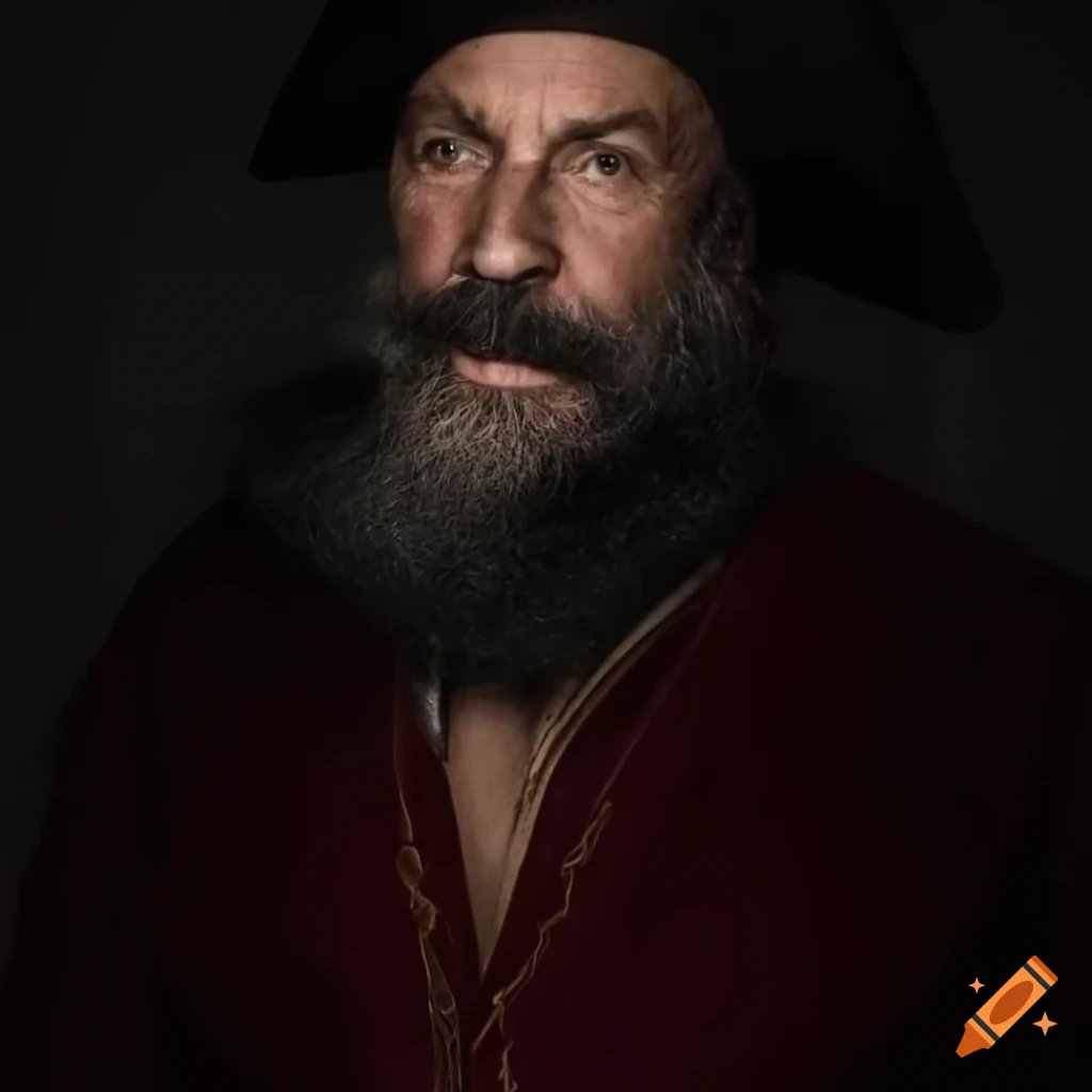 Image of an 18th century pirate captain on Craiyon