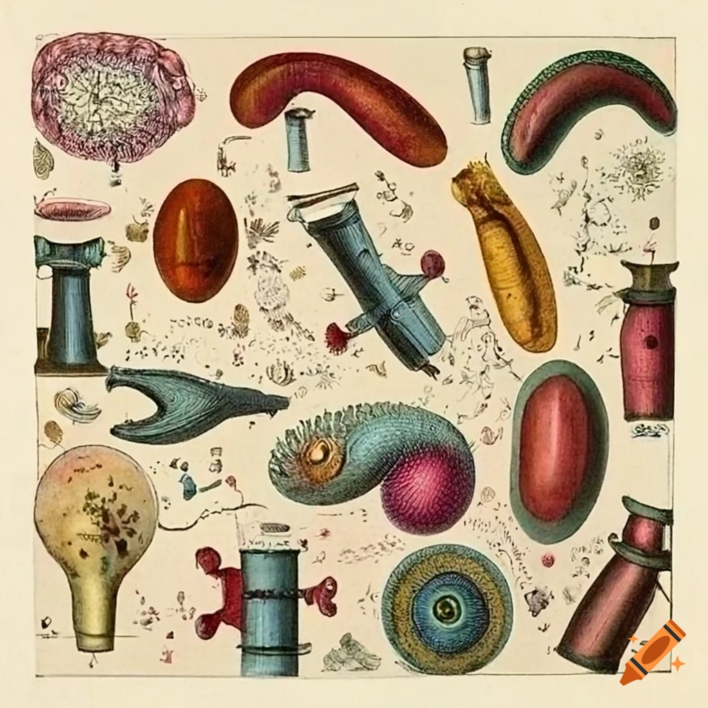 19th century gravure illustration of microscopes on Craiyon