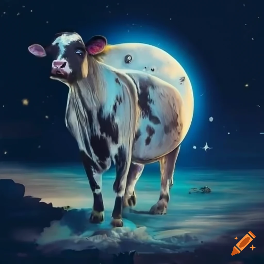 Cow on the moon in a store on Craiyon