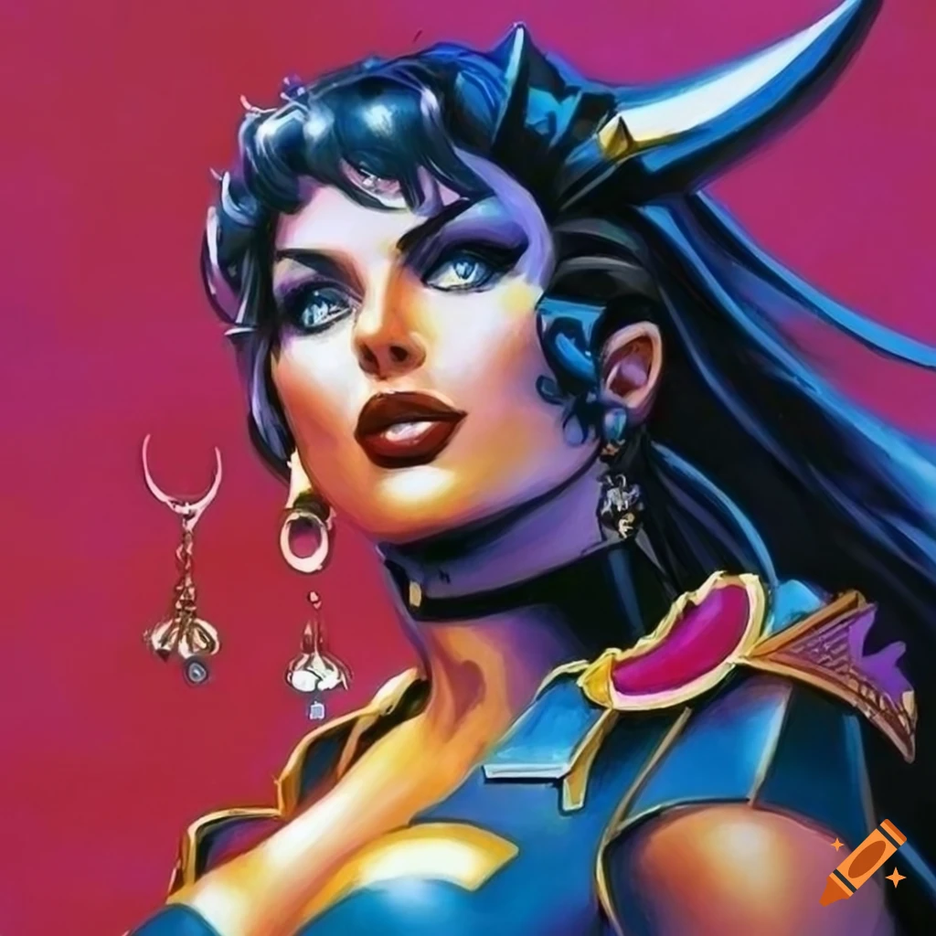 Simon bisley style artwork of evil lyn on Craiyon