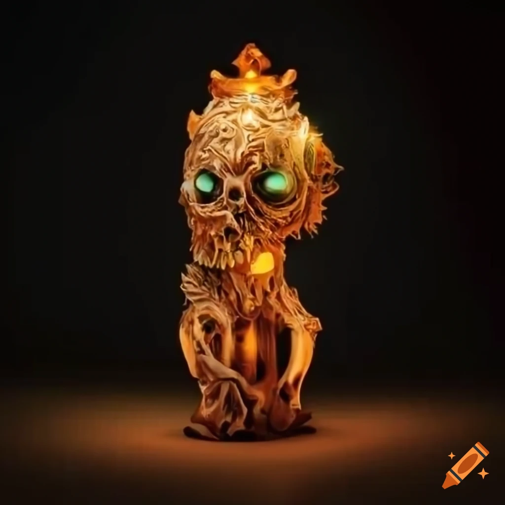 Nightmare guardian figurine with an artifact in bright light on Craiyon