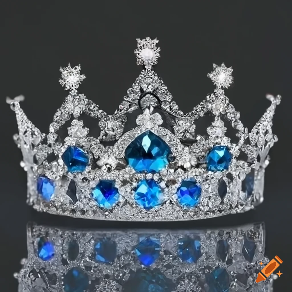 Elegant blue crown with snowflake design on Craiyon