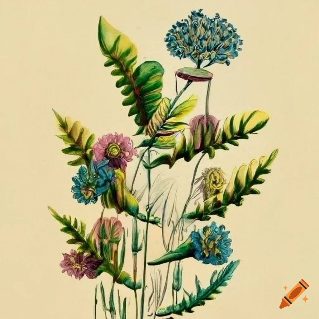 Vintage plant poster with botanical illustrations on Craiyon
