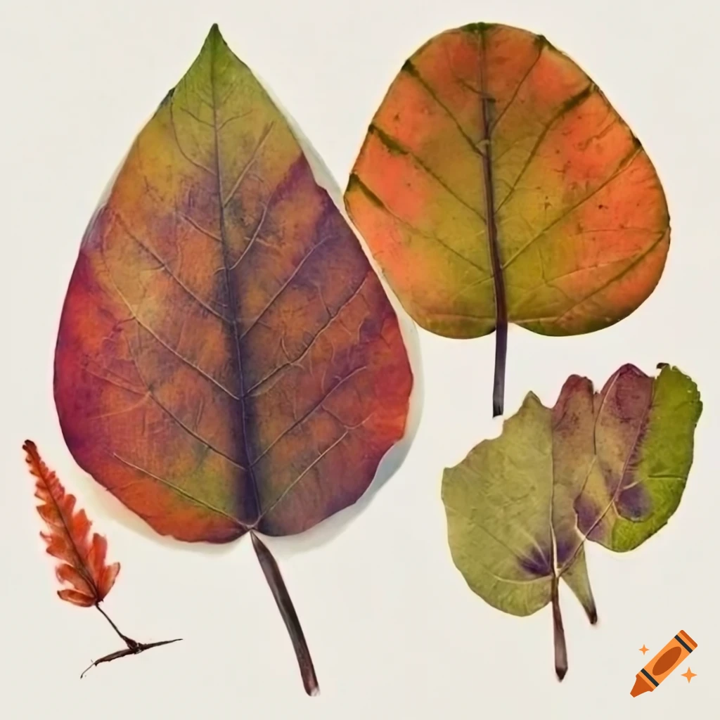 Vintage herbarium with colorful pressed leaves on Craiyon