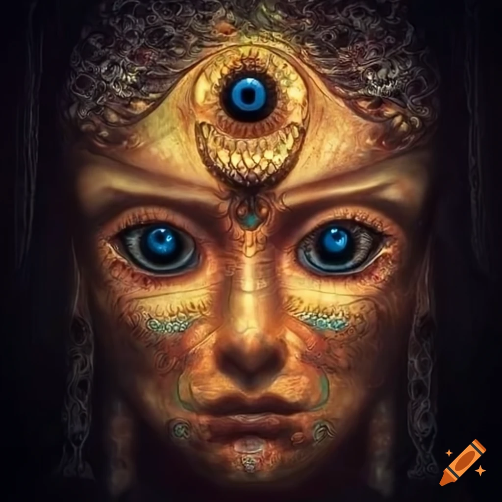 Intricately detailed artwork representing the opening of the third eye ...
