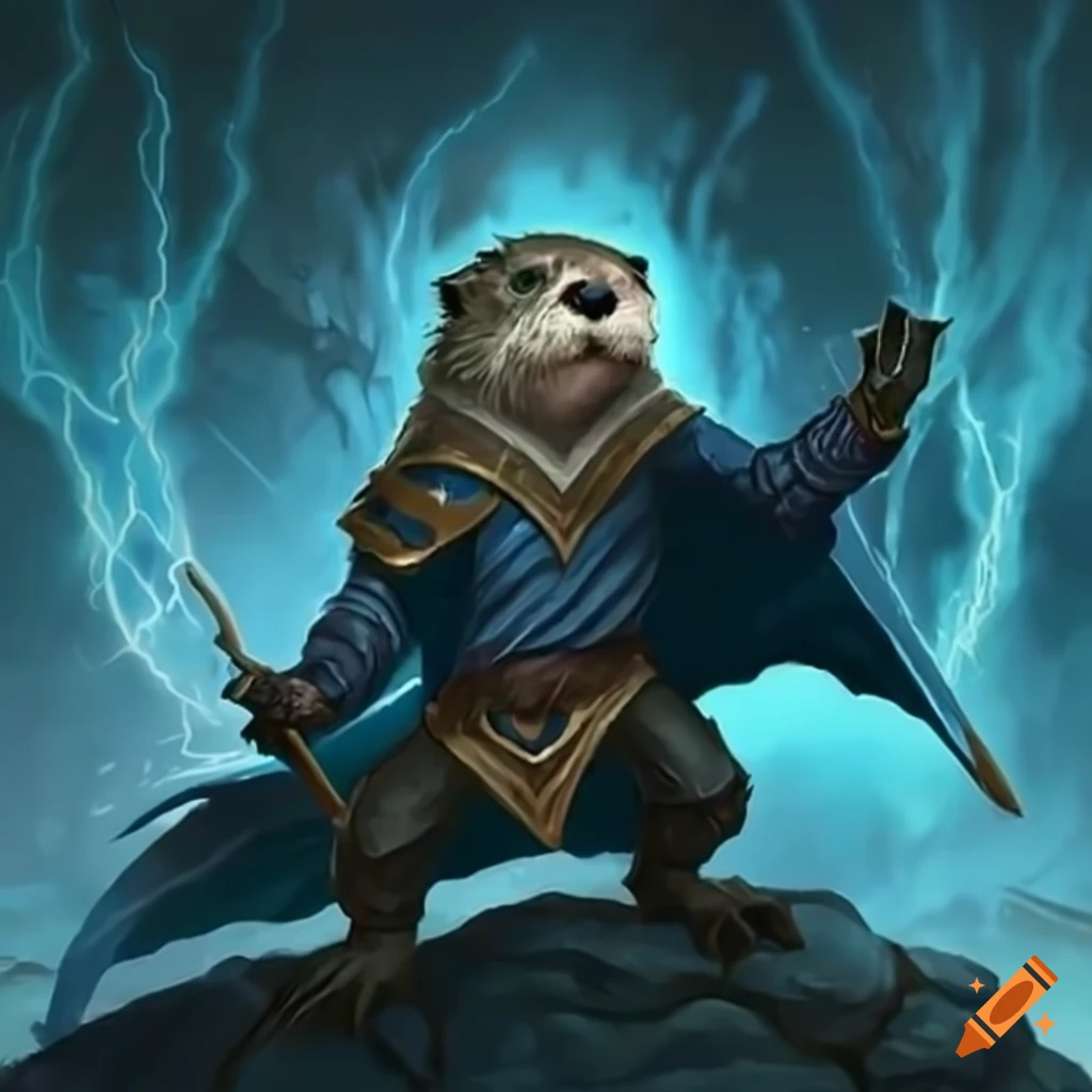 Image of a sorcerer otterfolk using a rock as a spellcasting focus on ...