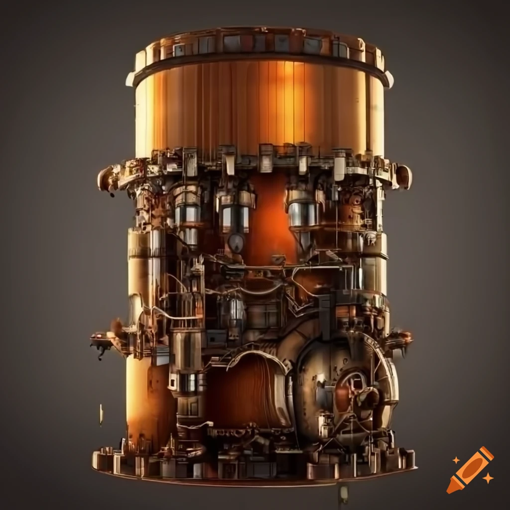 Hyper realistic steampunk nuclear reactor illustration on Craiyon
