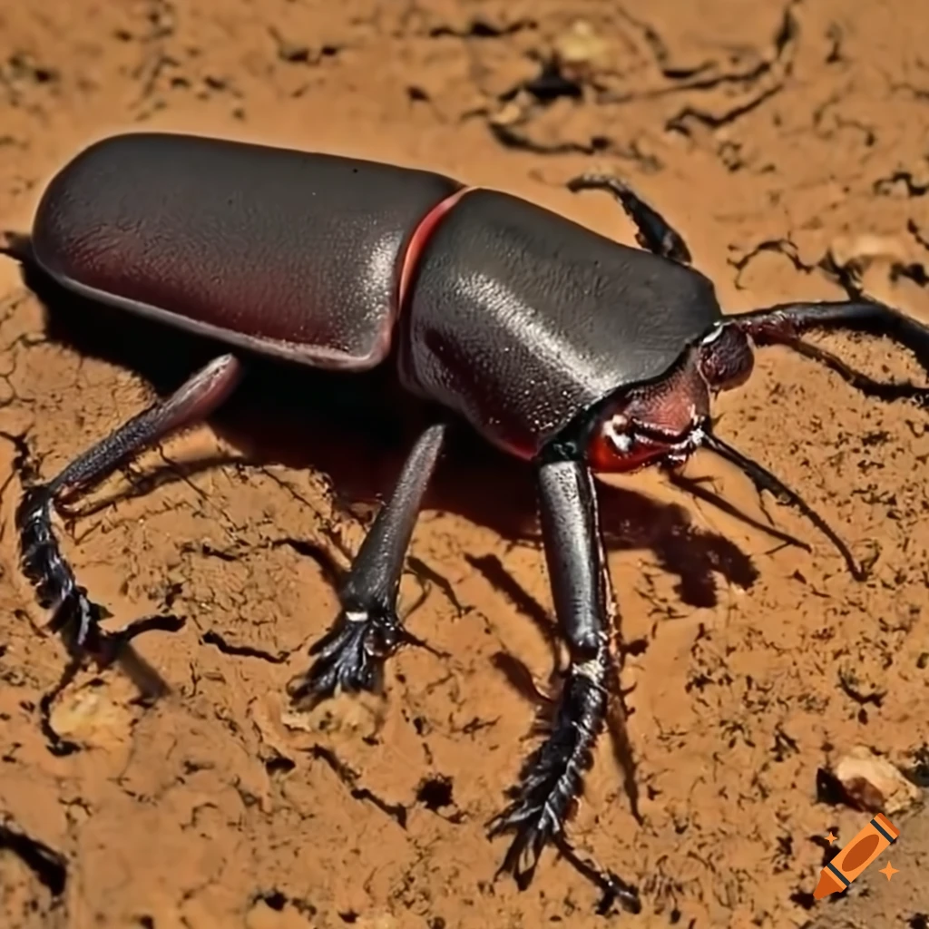 Image of a massive beetle-like creature emerging from dirt on Craiyon