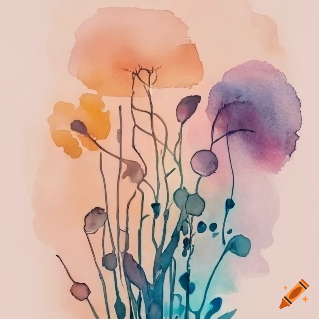 Retro-inspired watercolor of whimsical wildflowers on Craiyon