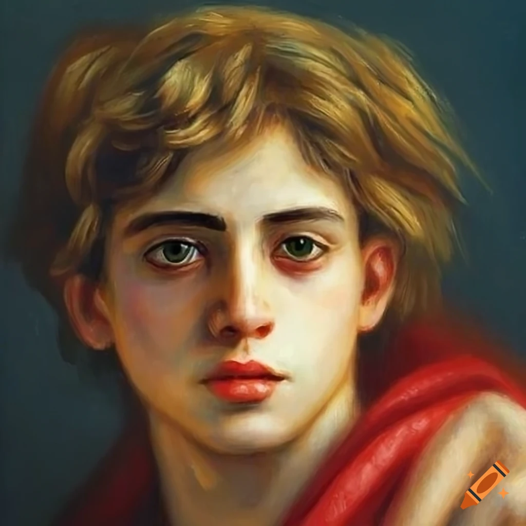 Detailed oil painting of a confident male god on Craiyon