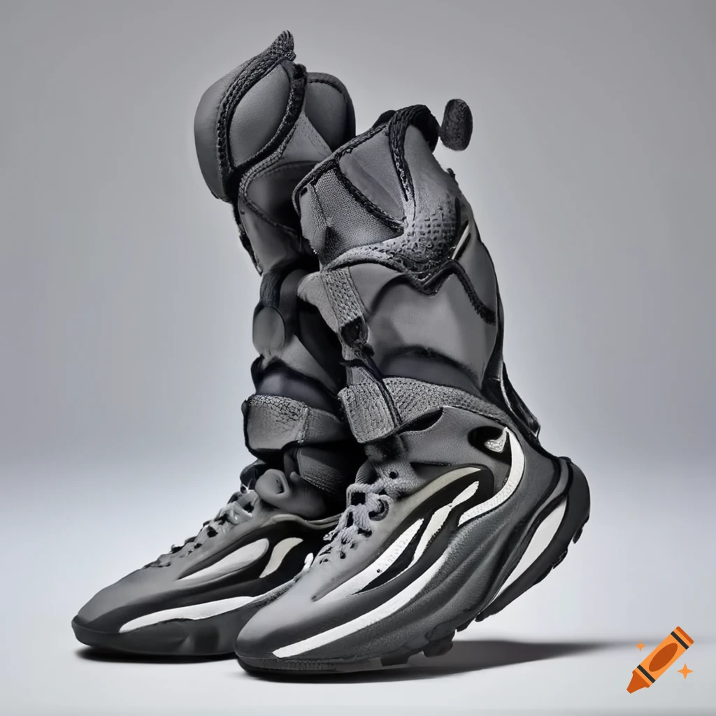 Side view of futuristic alien boulder slip on yeezy 700v3 boot on Craiyon