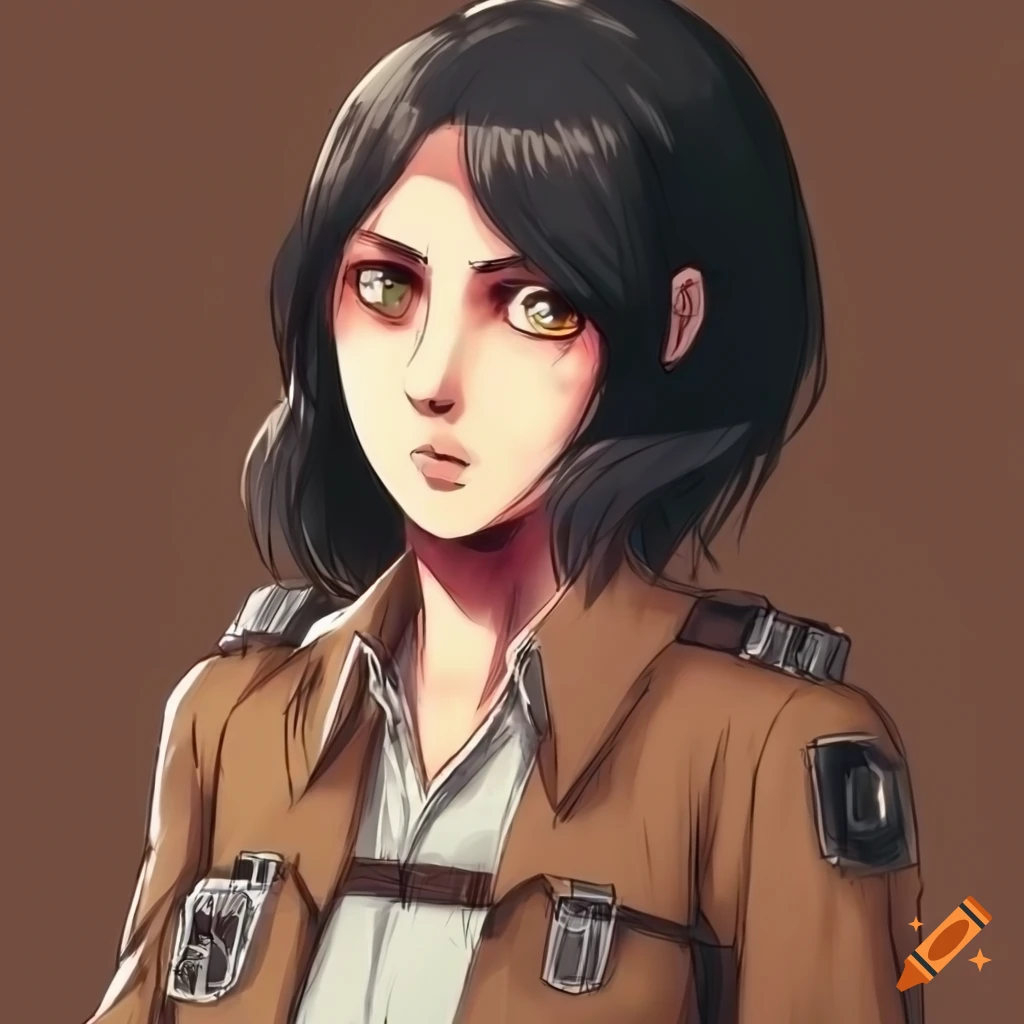 Illustration of a female soldier with a scowl expression on Craiyon