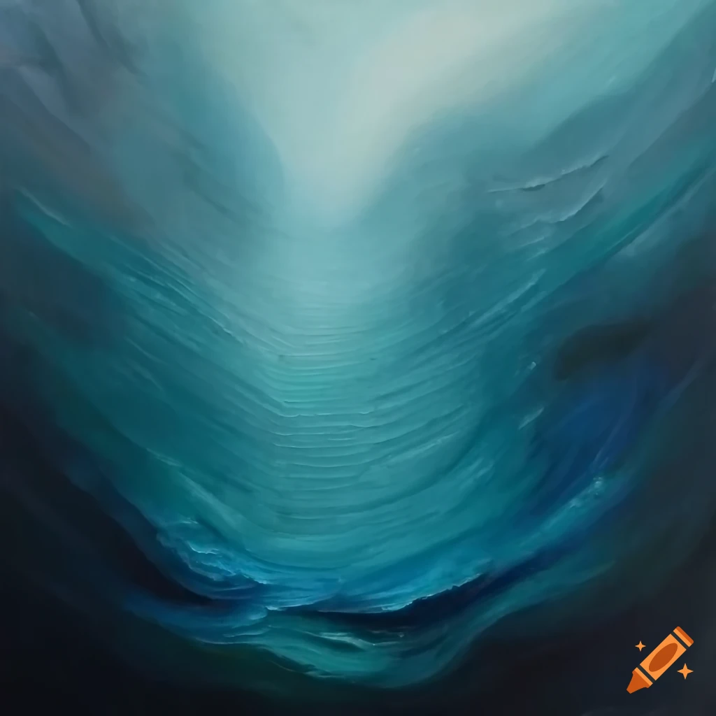 Acrylic painting of a misty underwater ocean scene on Craiyon
