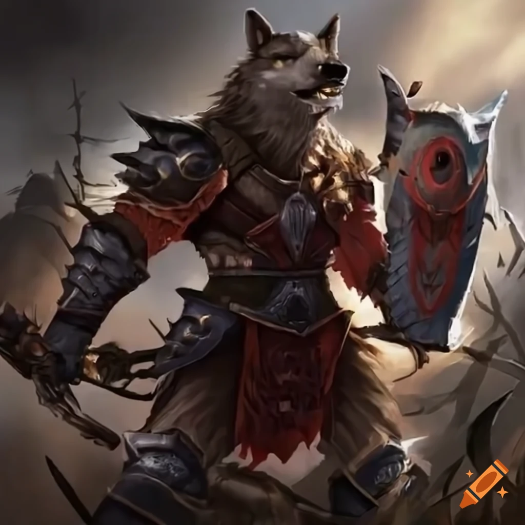 Image of a wolf warrior in battle armor on Craiyon
