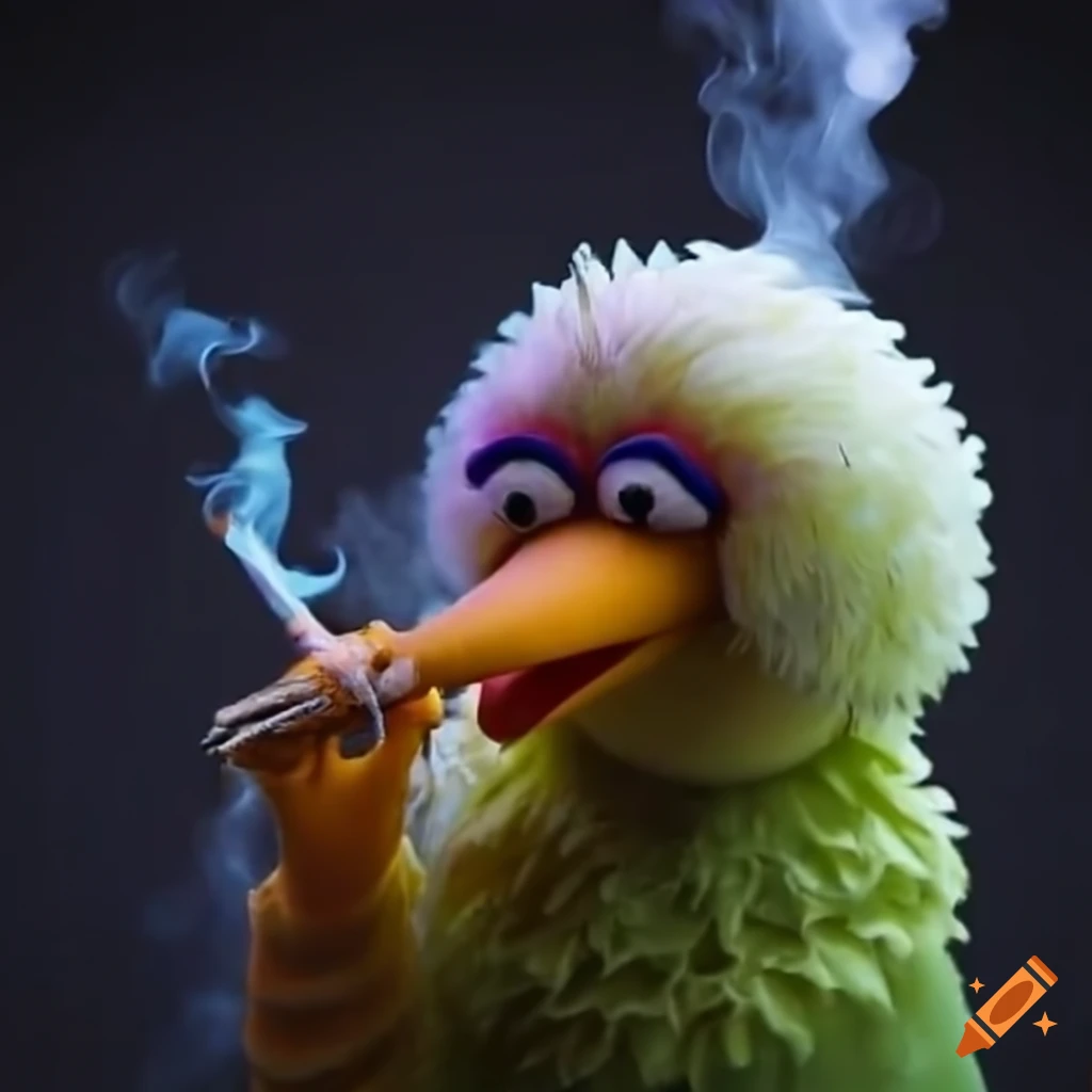 Satirical image of a bird smoking on Craiyon