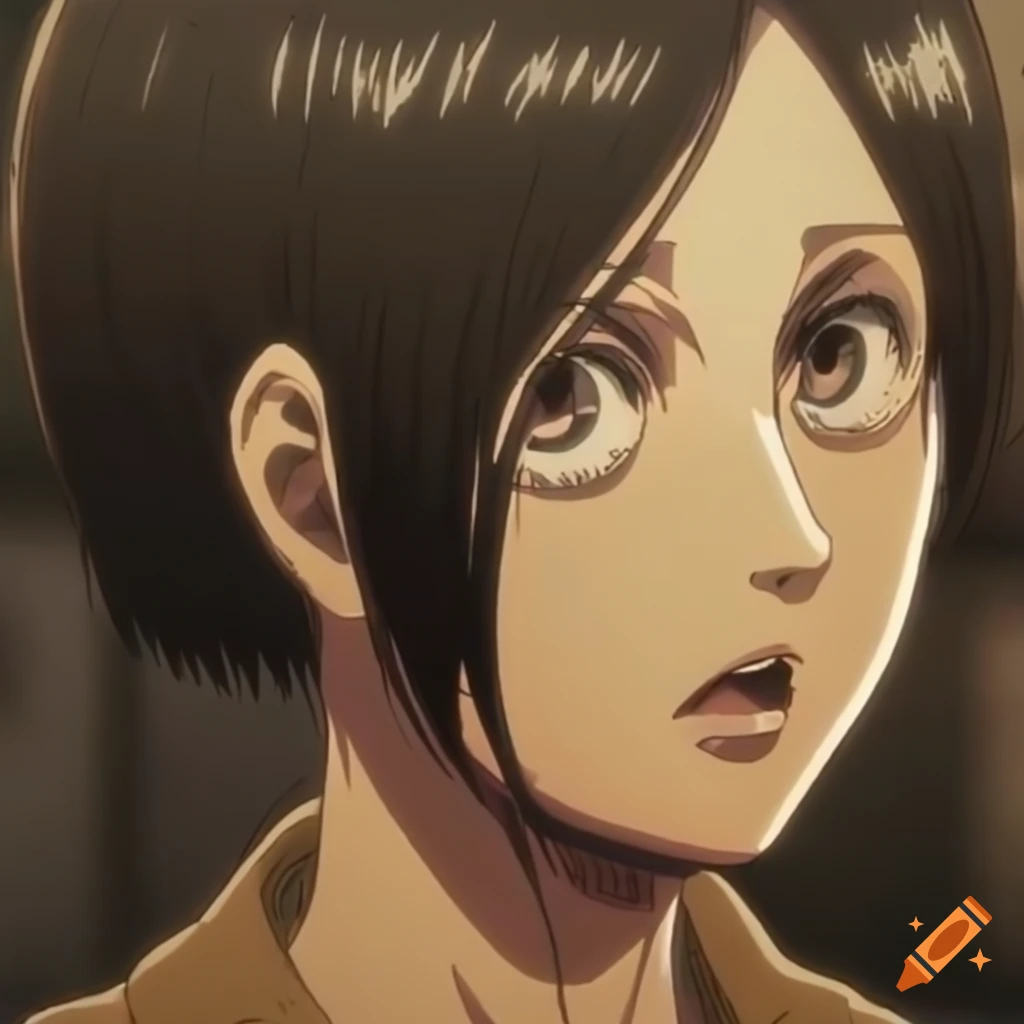 Screencap of a female character from Attack on Titan on Craiyon