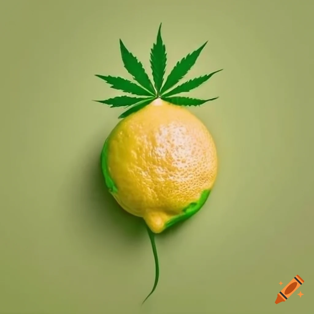 Lemon with marijuana leaf design on Craiyon