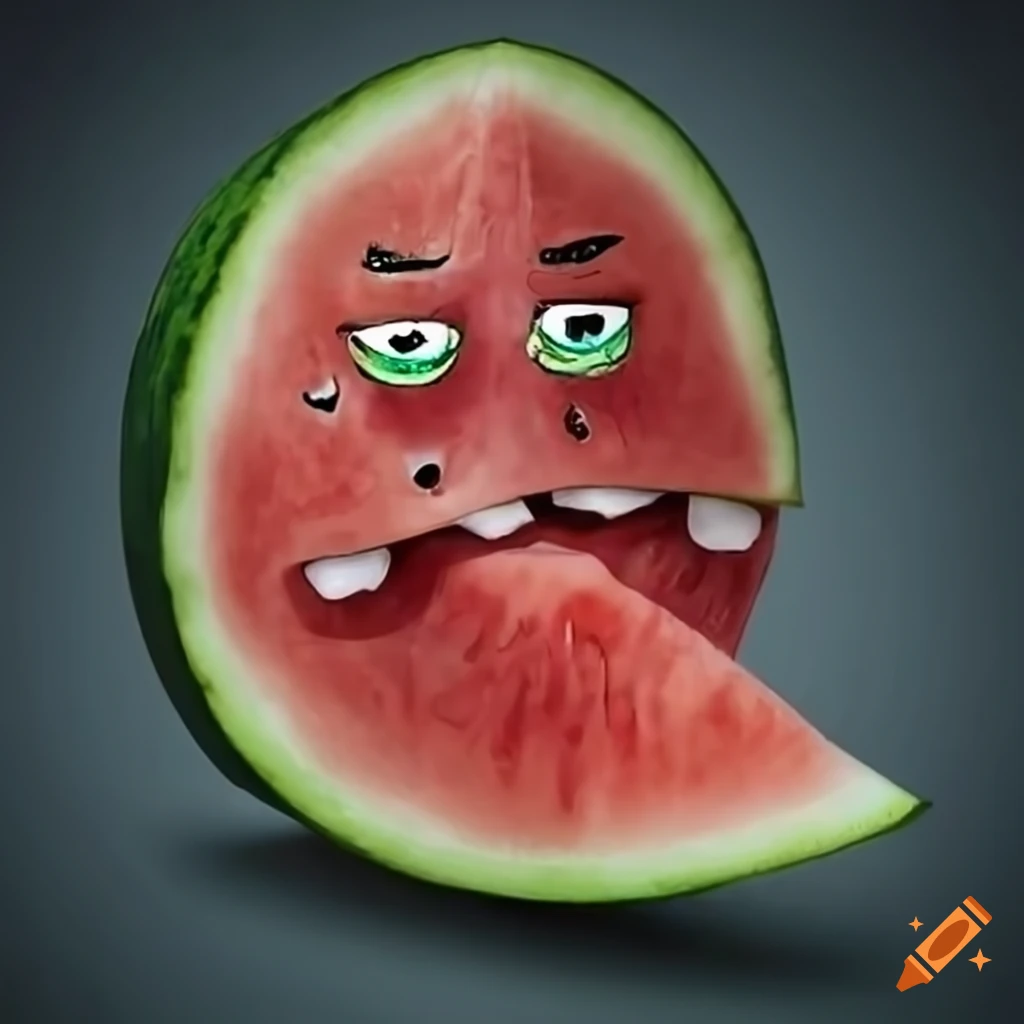 Crying watermelon illustration on Craiyon