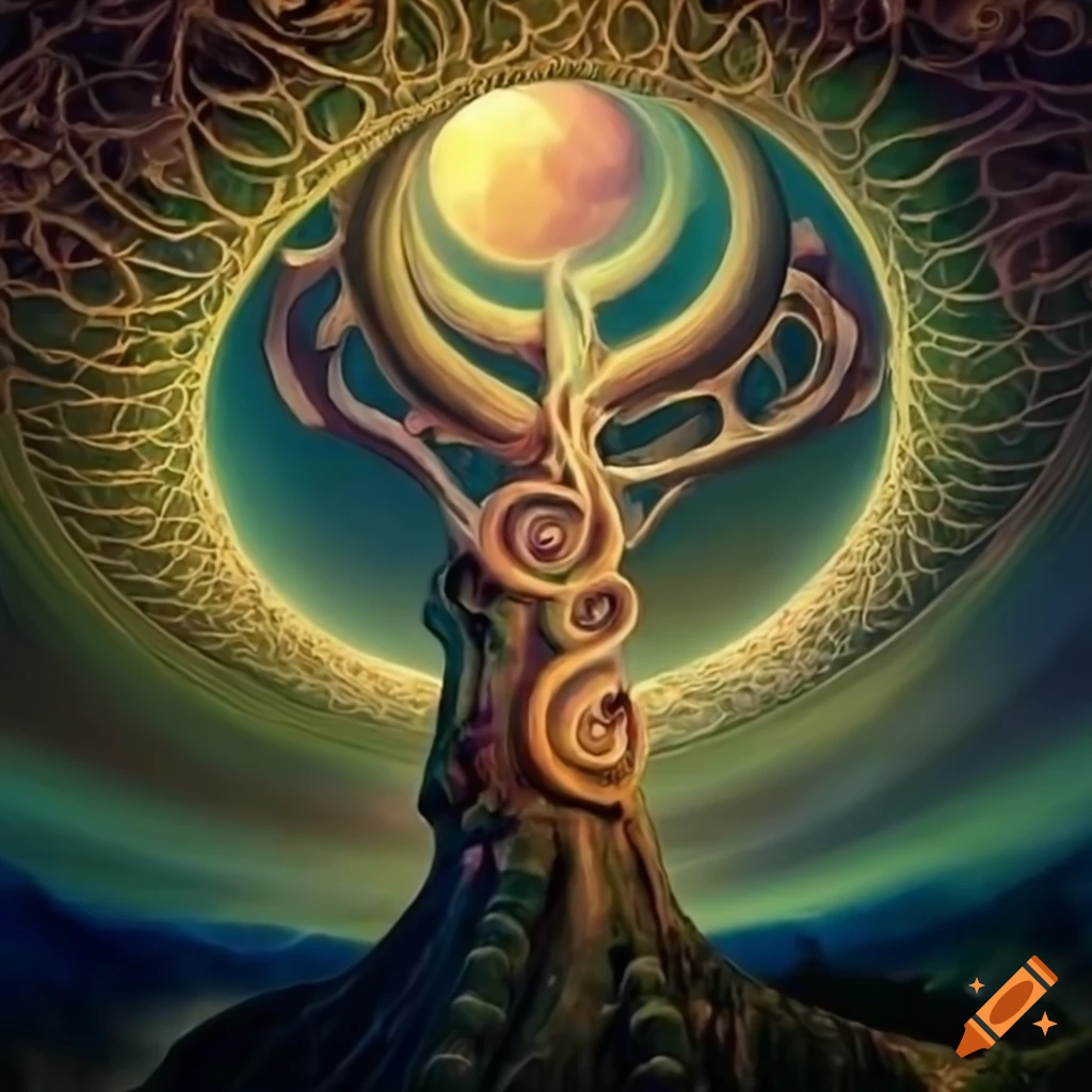 Artistic depiction of tree-like structures in moonlight on Craiyon