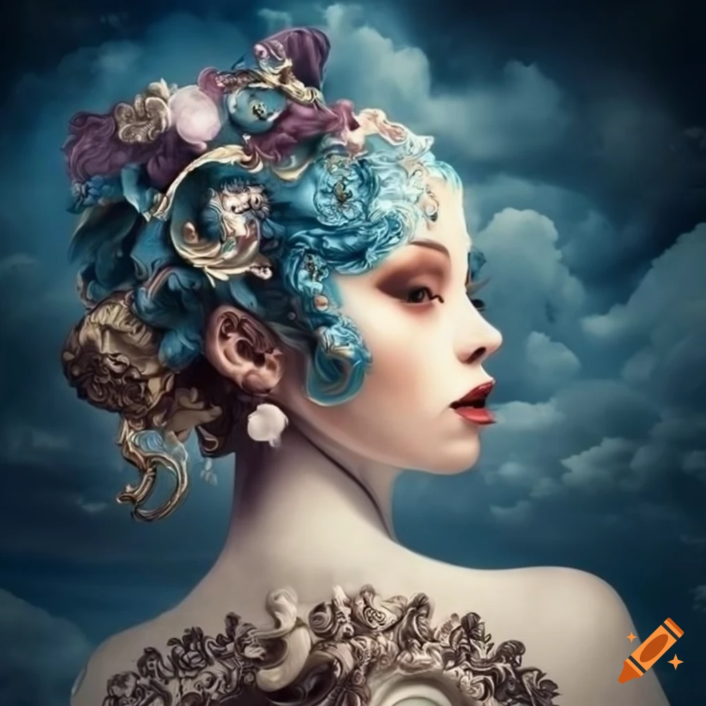 Surreal baroque rococo style artwork on Craiyon