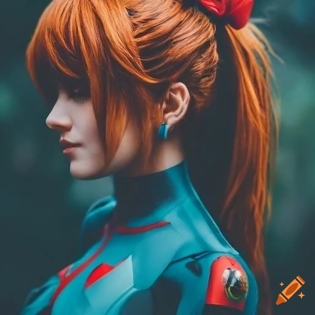Ultra-realistic marble bust of Asuka Langley on Craiyon