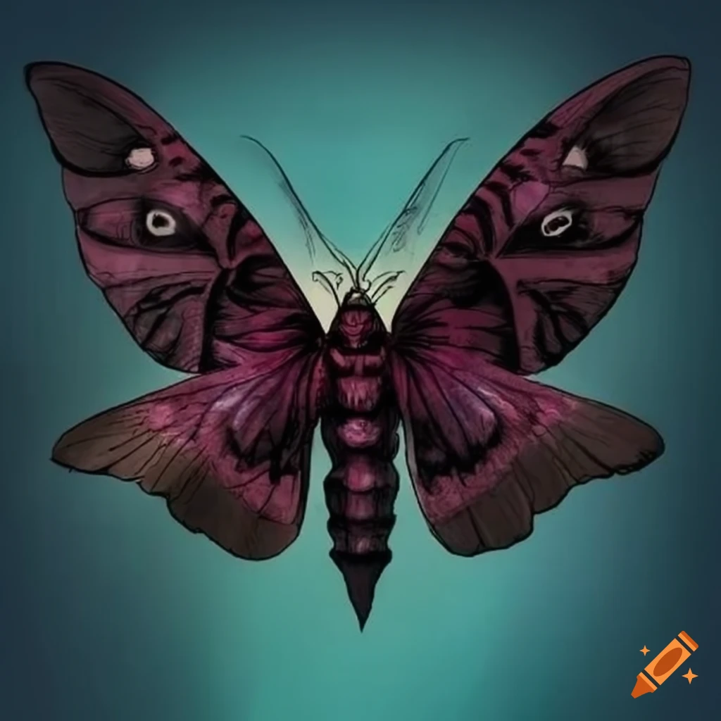 Detailed illustration of a creepy moth with glass wings on Craiyon