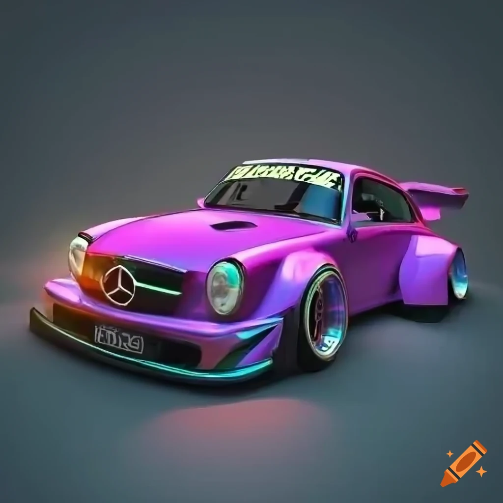 Render of a modified vintage mercedes gulwing amg on Craiyon