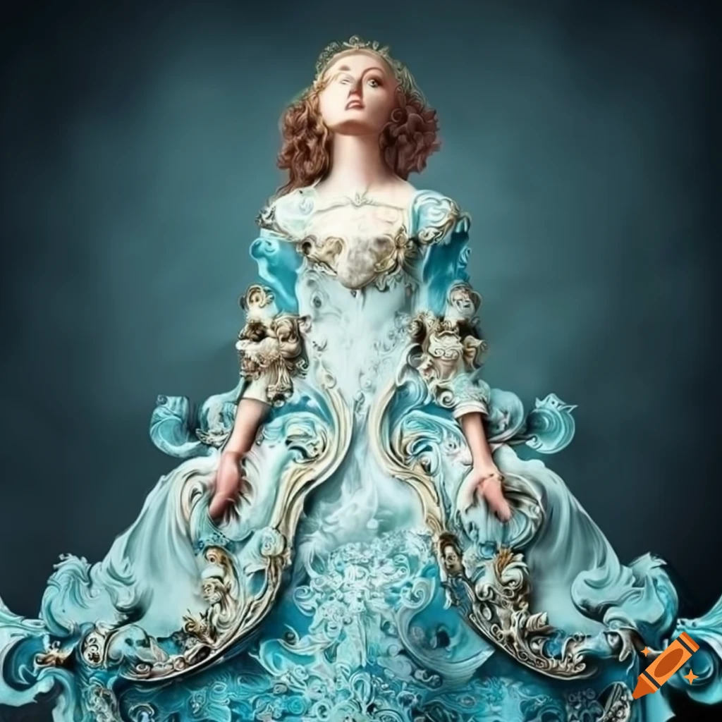 Surrealistic baroque rococo style artwork with whimsical patterns on ...