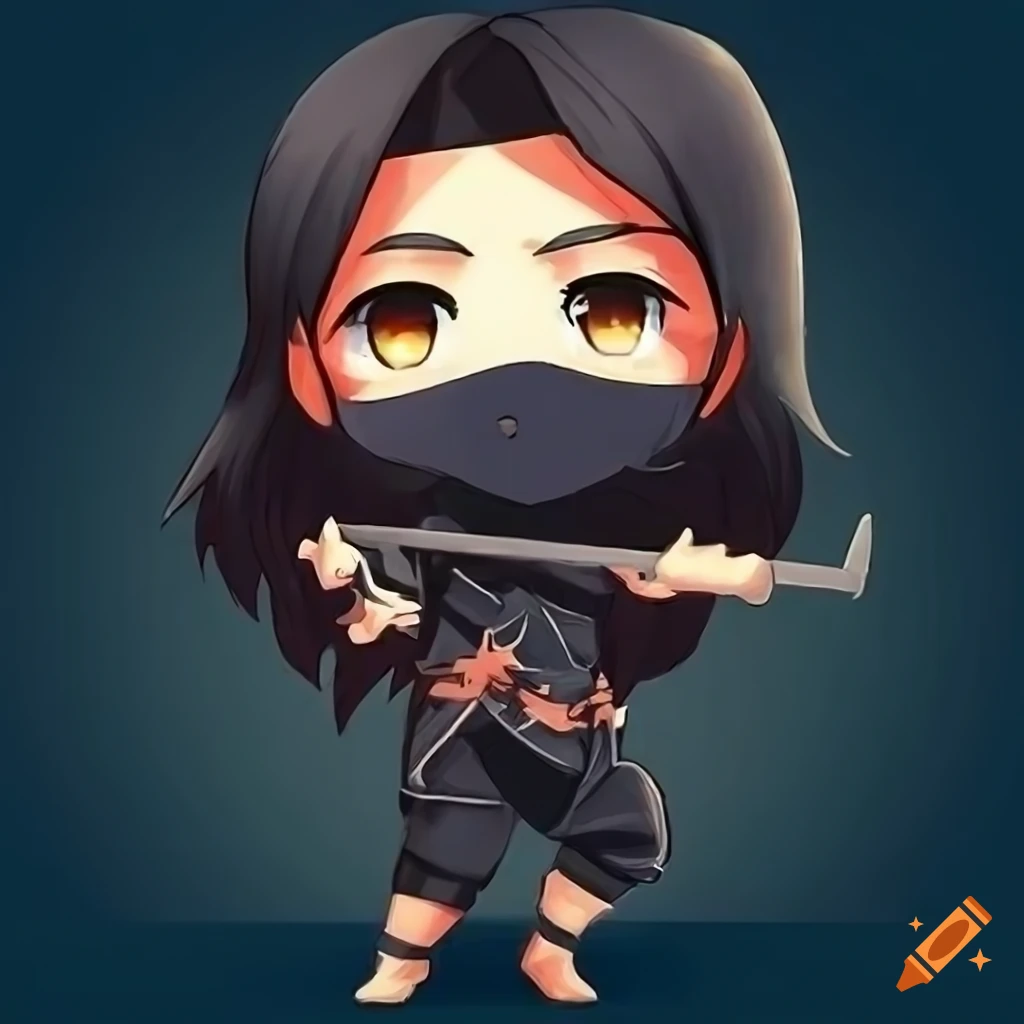 Chibi ninja girl illustration on Craiyon