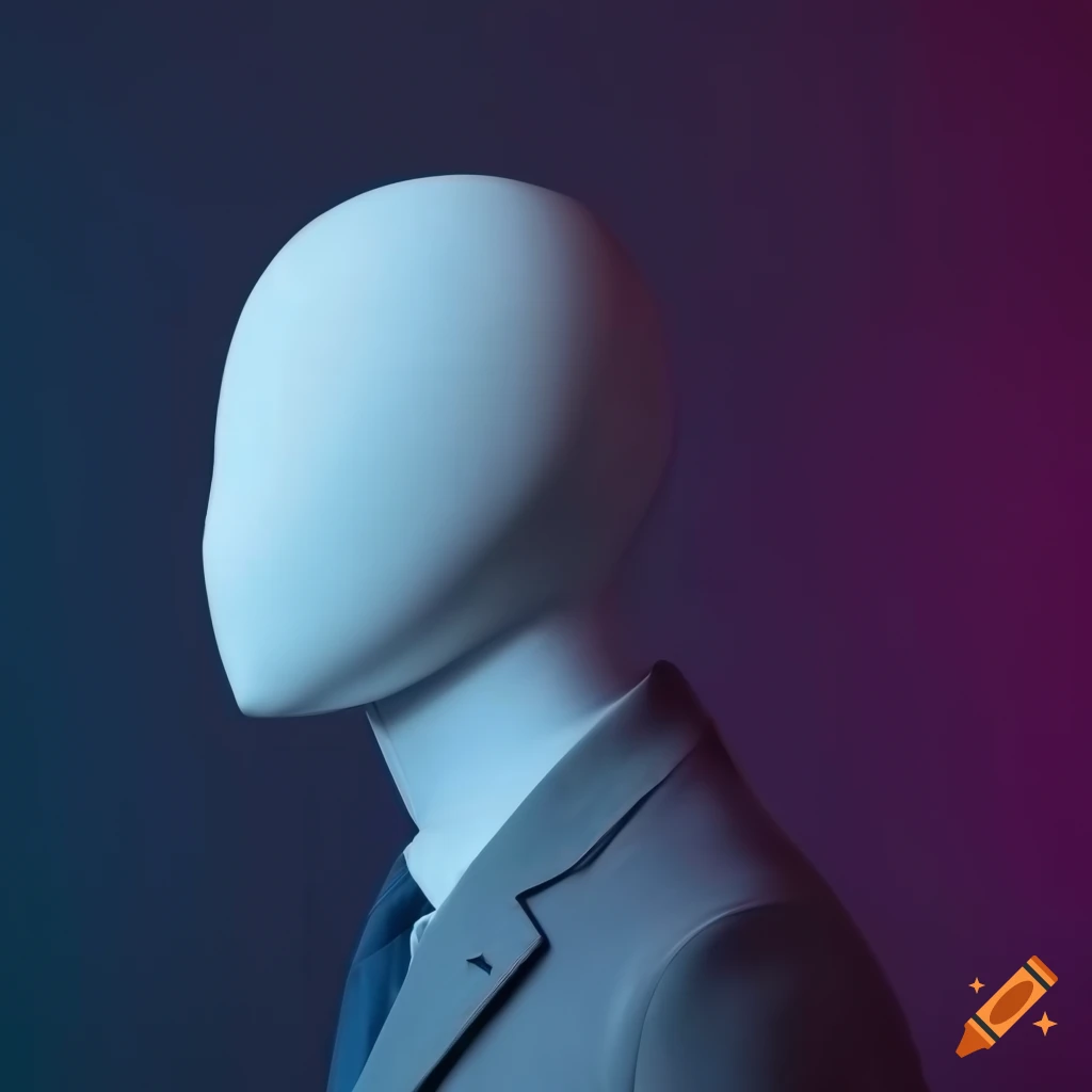 Profile picture of a faceless mannequin in a suit on Craiyon