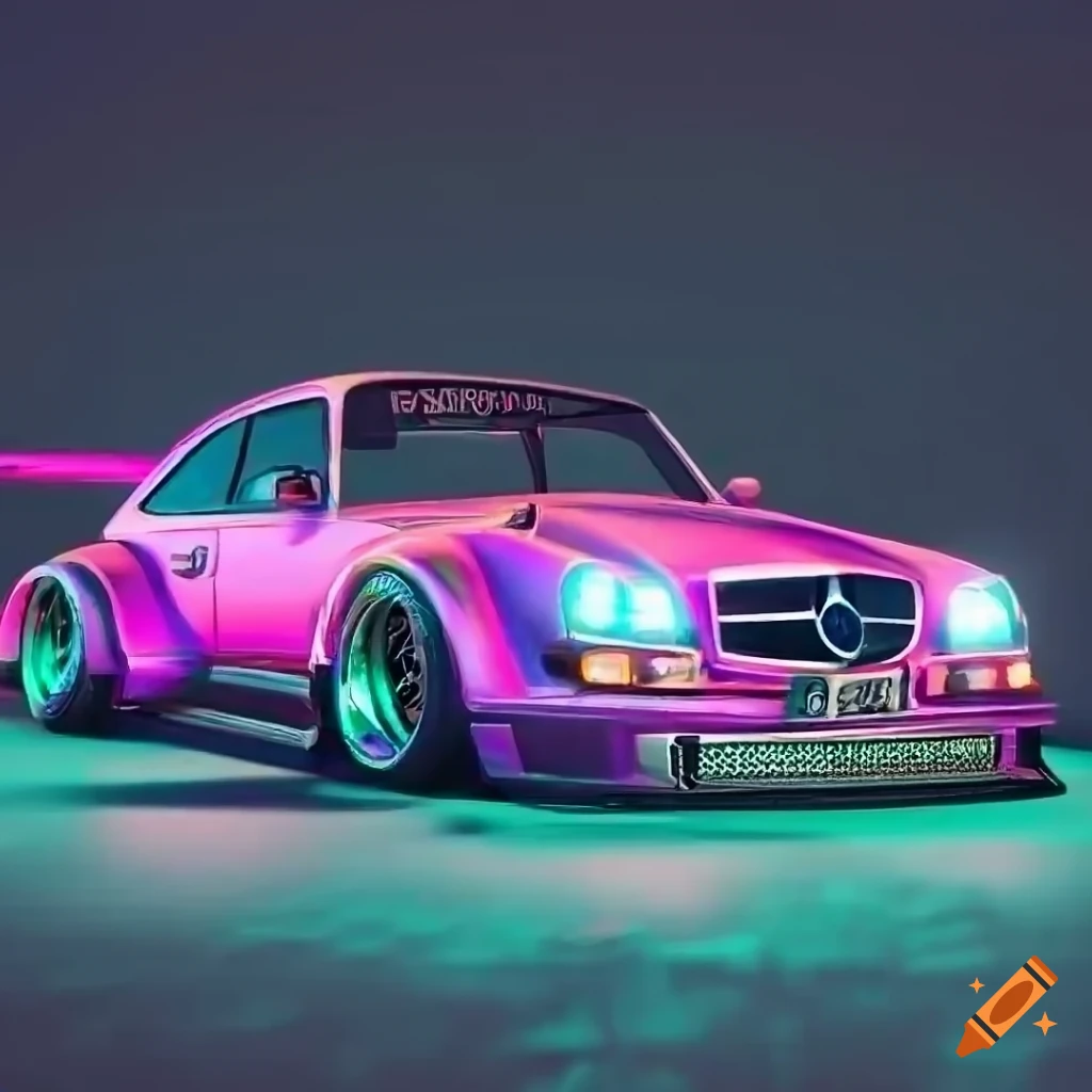 Render of a modified vintage Mercedes Gullwing on Craiyon