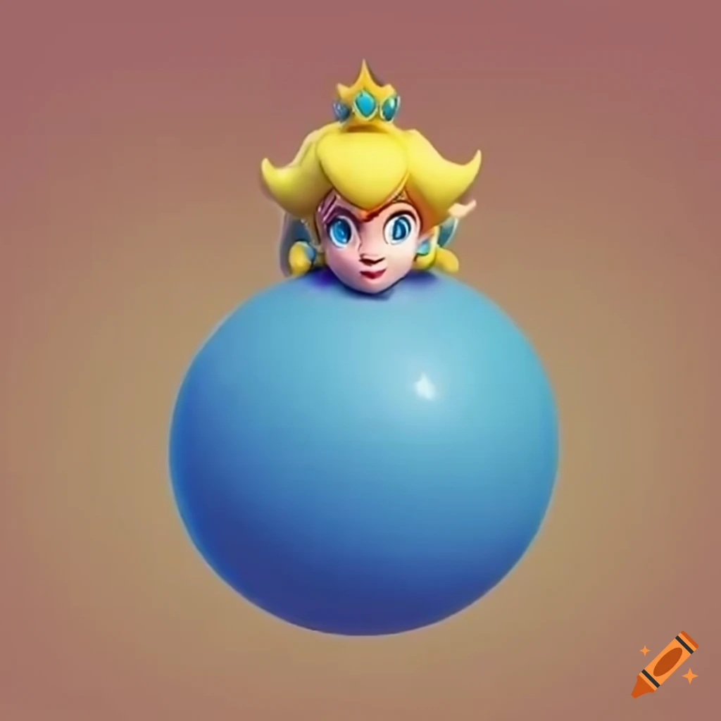 Princess peach trapped in a giant rubber ball on Craiyon