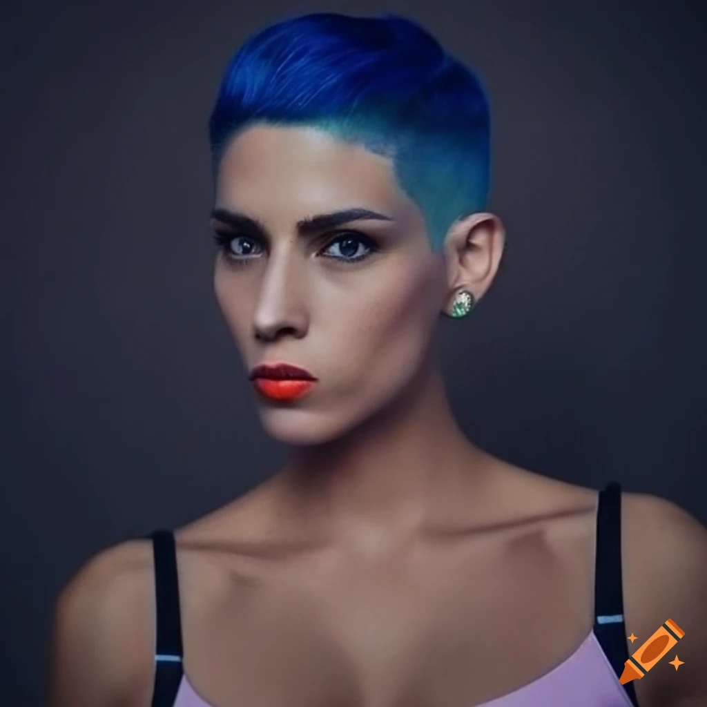 Portrait of a woman with a unique face and hairstyle on Craiyon