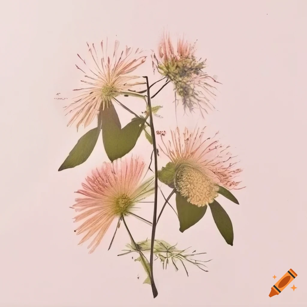 Pastel botanical poster with pressed wildflowers on Craiyon