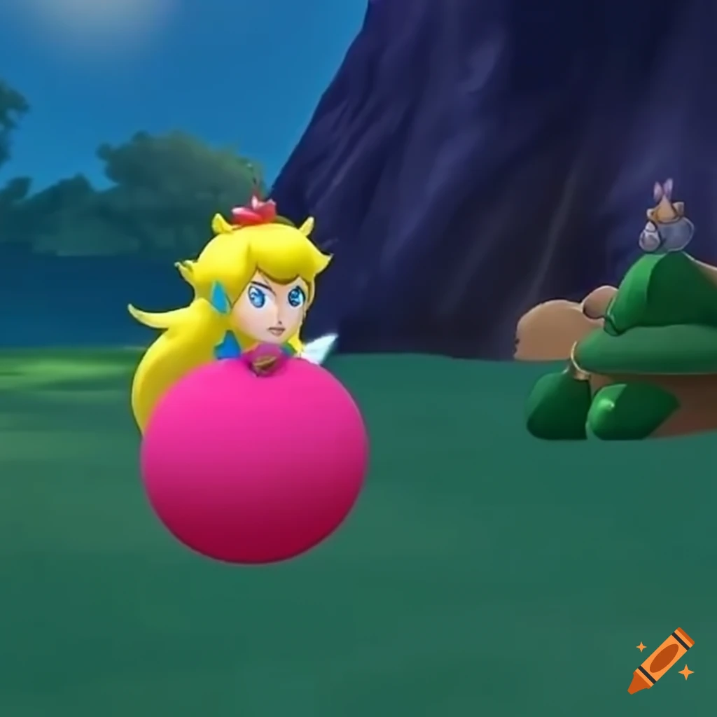 Princess peach stuck in a giant ball on Craiyon