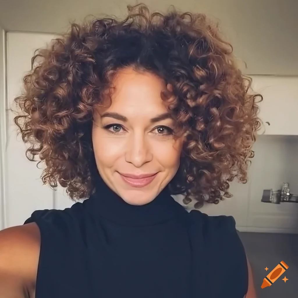 Close-up portrait of a woman with curly hair on Craiyon