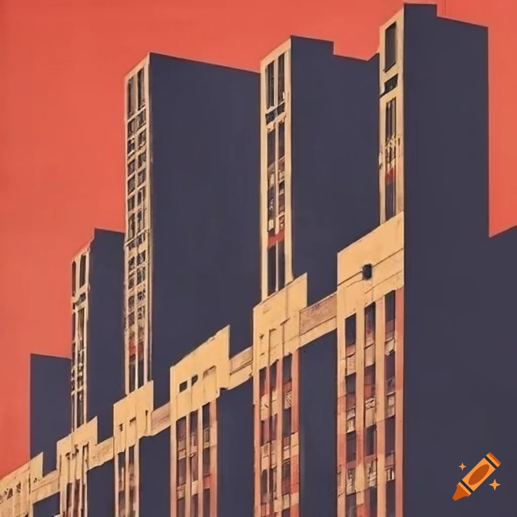 Propaganda poster of soviet architecture and factory