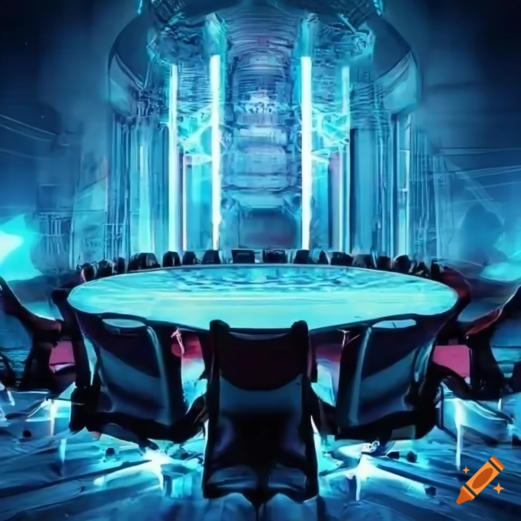 Futuristic computer competition on stage on Craiyon