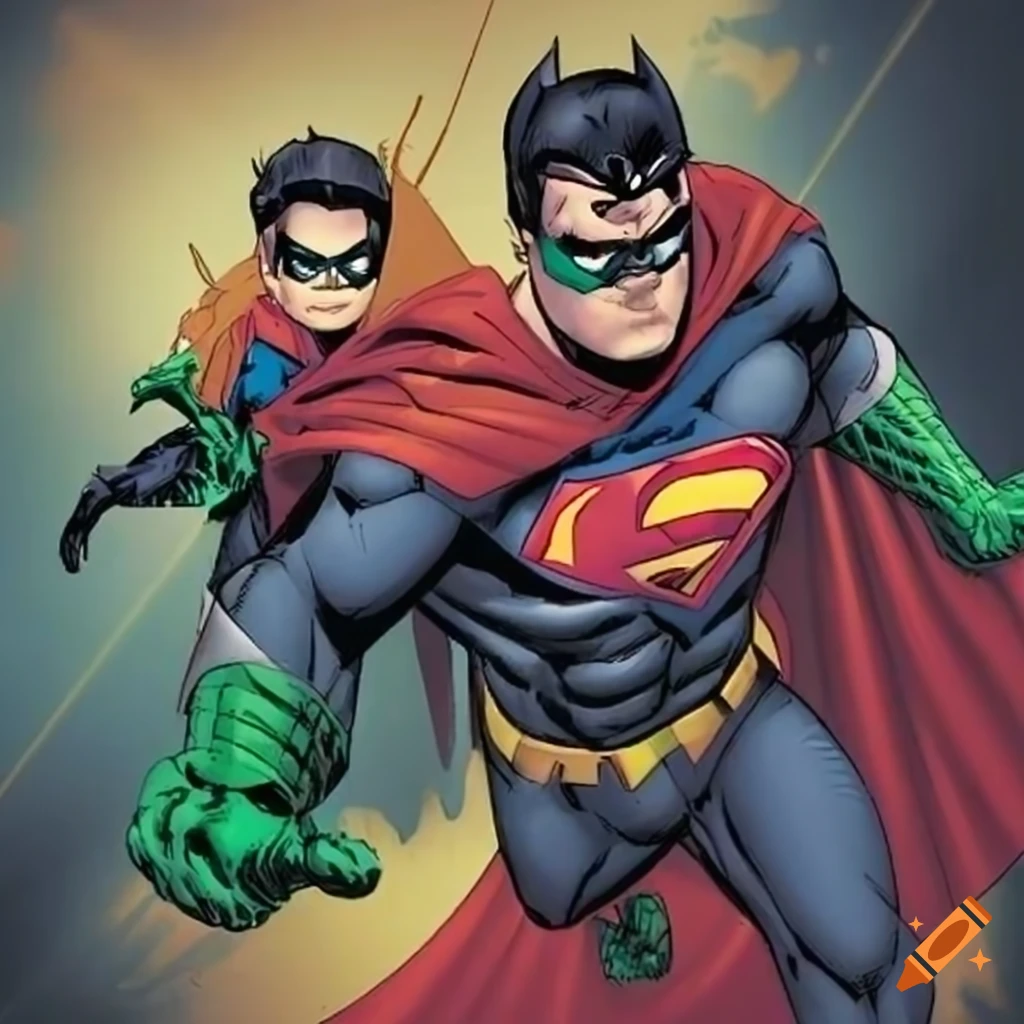 Batman, Superman, and Robin together on Craiyon