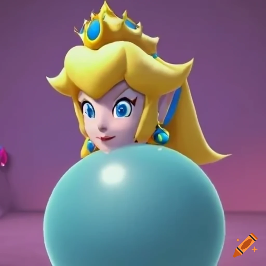 Princess peach trapped in a giant blue ball on Craiyon