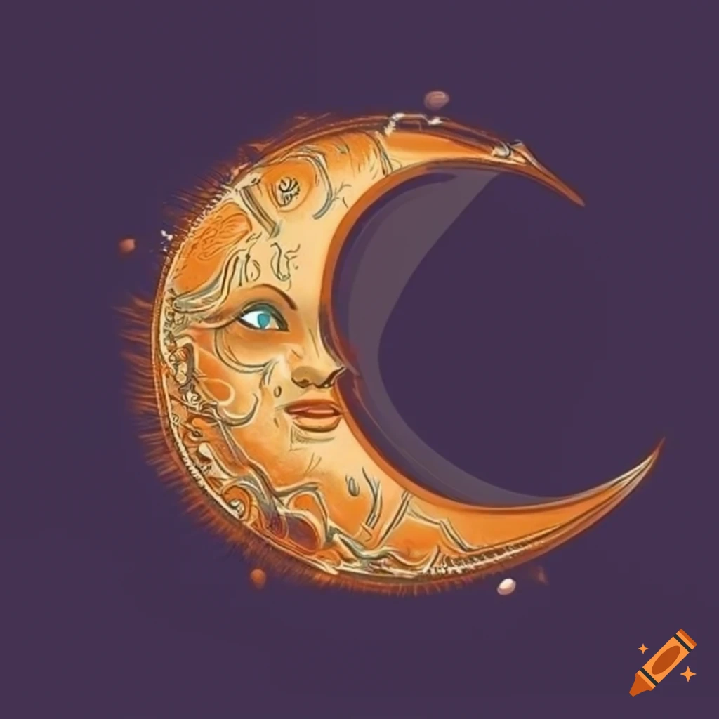 Logo of an egyptian crescent moon with a beautiful face on Craiyon