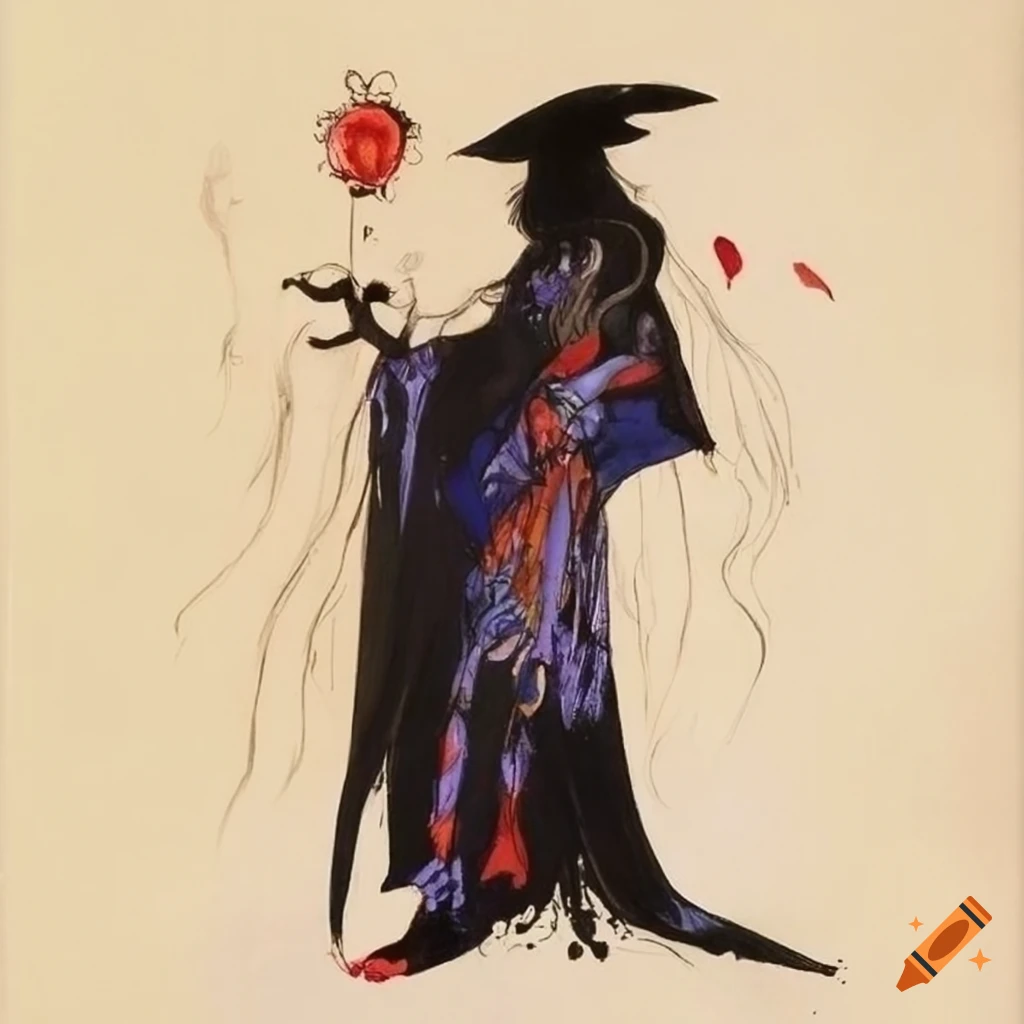 Digital art of a woman black mage with robes on Craiyon