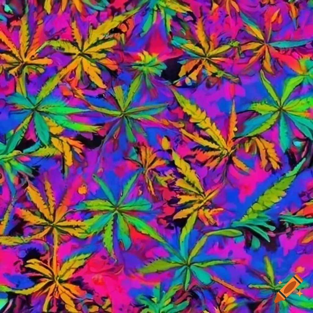 Vividly colorful weed pattern on Craiyon