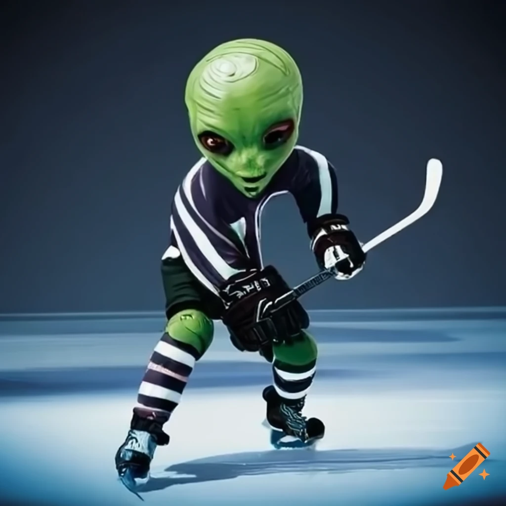 Image of an alien playing ice hockey on Craiyon