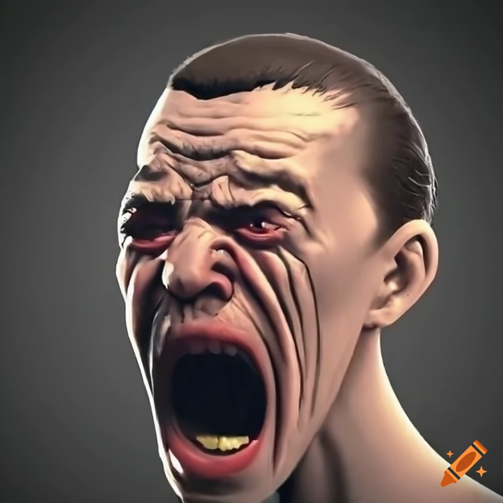 Terrified person screaming and crying on Craiyon