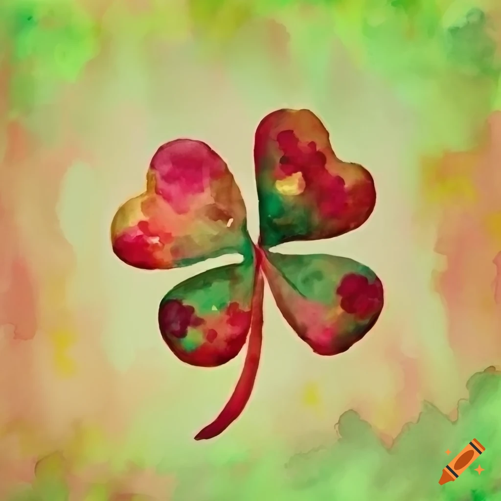 Watercolor of a golden four-leaf clover on Craiyon