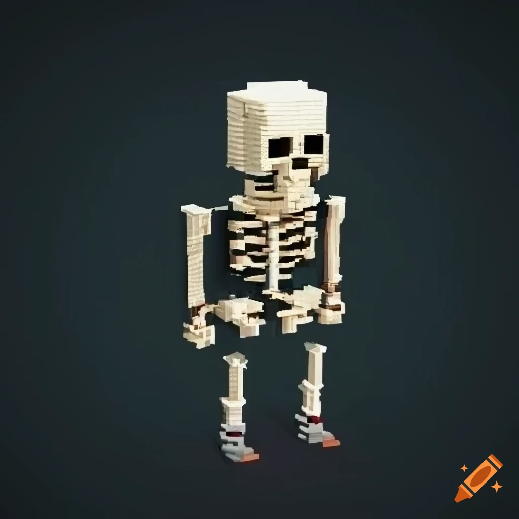 Voxel art representation of avenged sevenfold skeleton