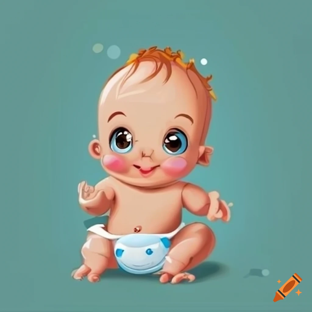 Adorable cartoon baby wearing a diaper on Craiyon