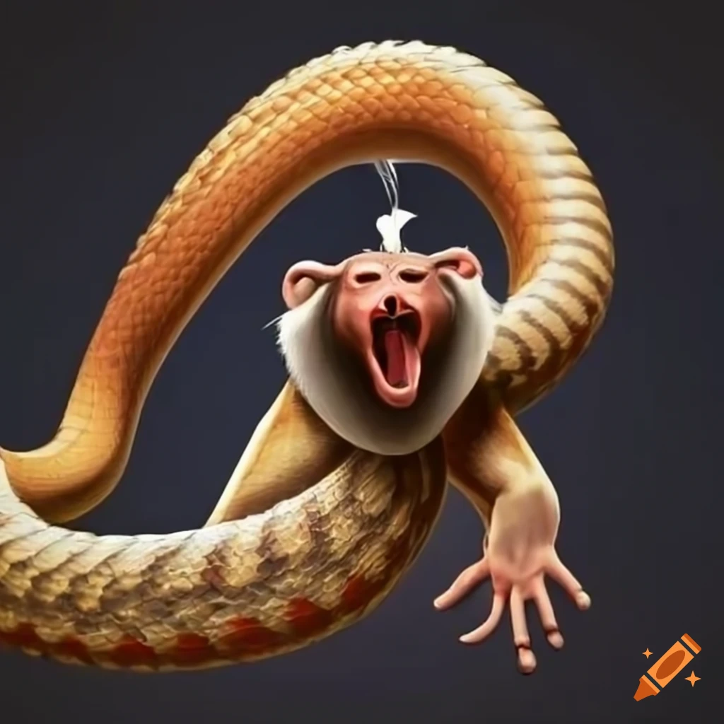 Monkey with snake fangs and two tails on Craiyon