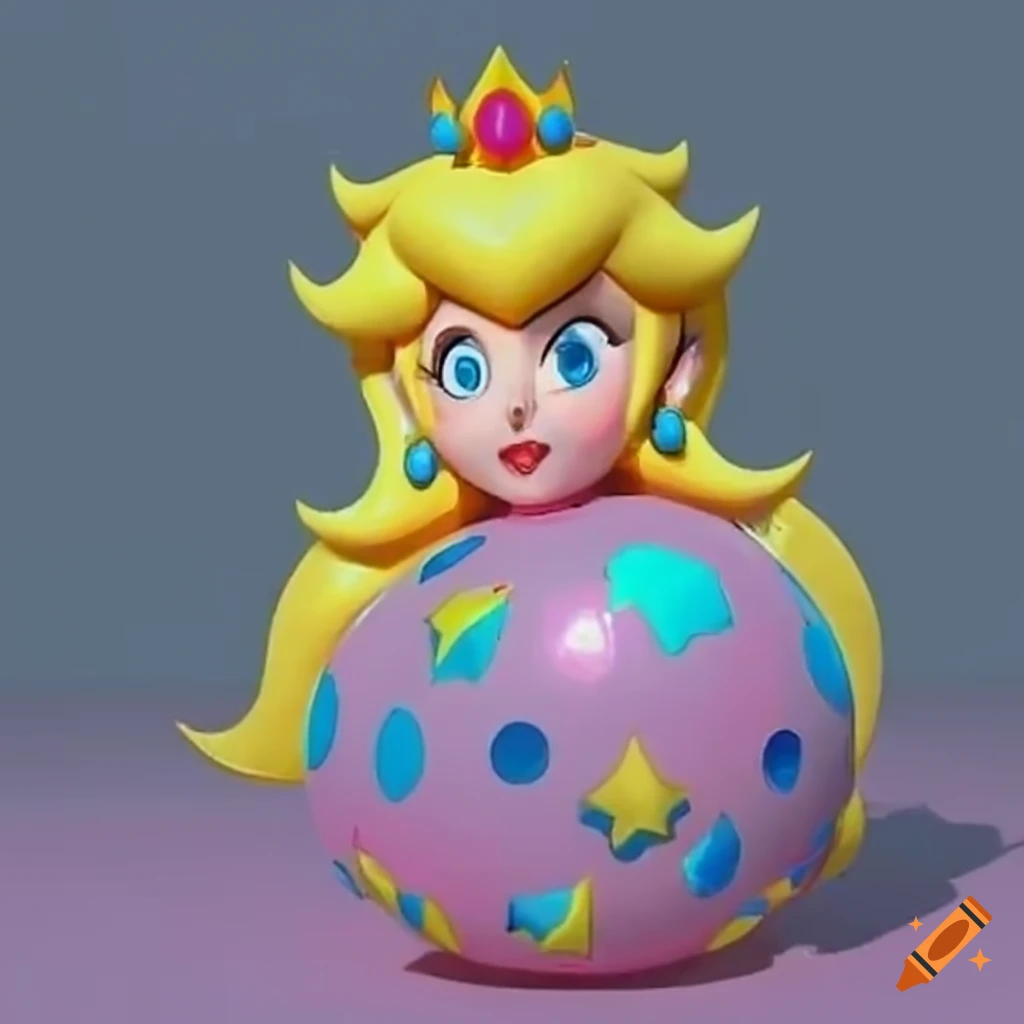 Princess Peach in a giant rubber ball on Craiyon